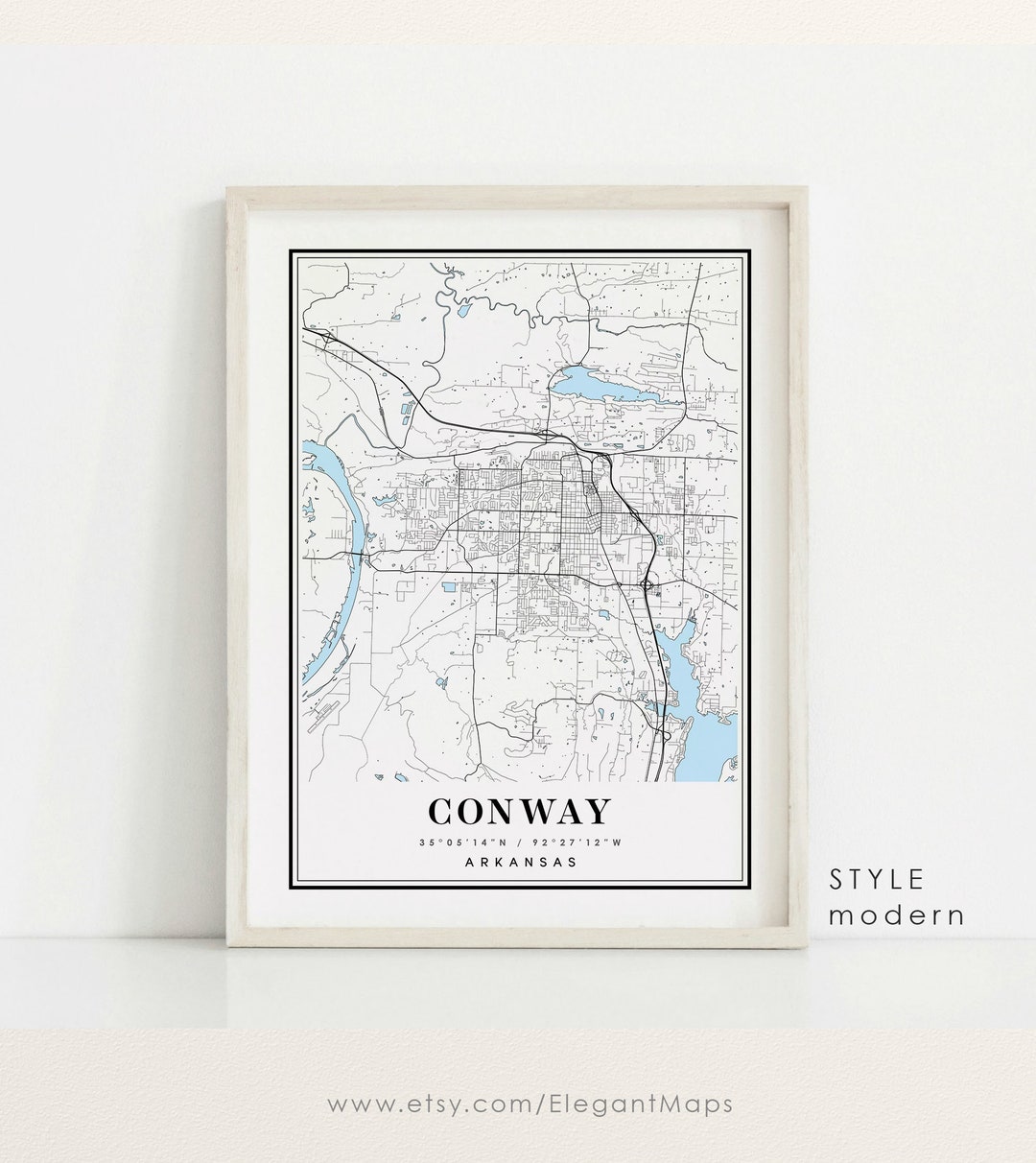 Conway Arkansas Map Conway AR Map Conway City Map Conway - Etsy