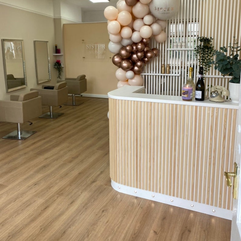 Bespoke Wood Slat Reception Desk | Etsy