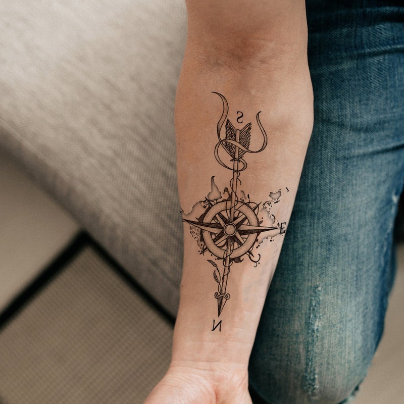 Temporary Compass Tattoo - Etsy