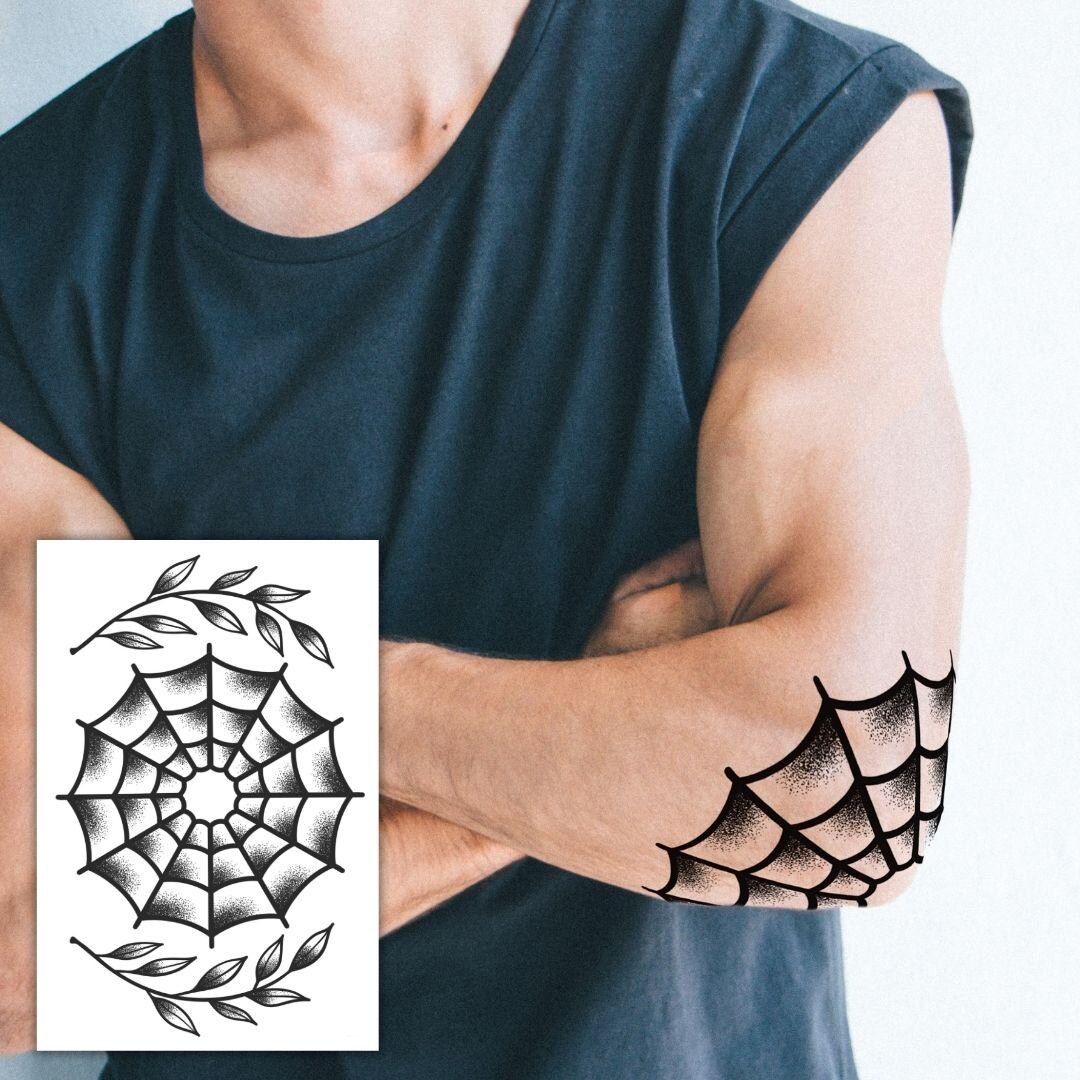 Spider's Web Temporary Tattoo Elbow Web Tattoo Prison Tattoo Web Tattoo Large Web Tattoo ...