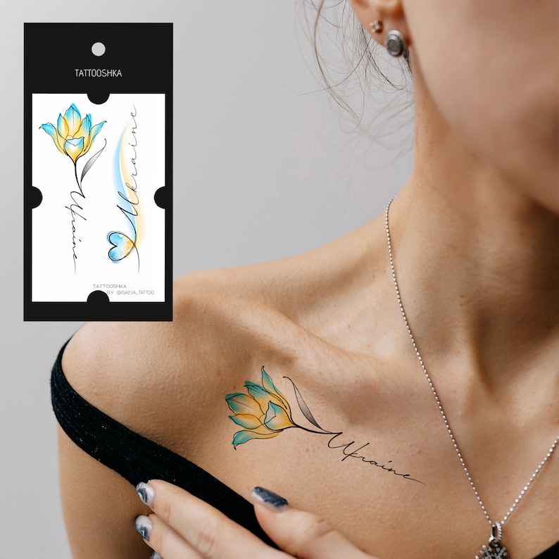 Temporary Tattoo Temporary Tattoo Heart Tattoos For Women Ukrainian Set