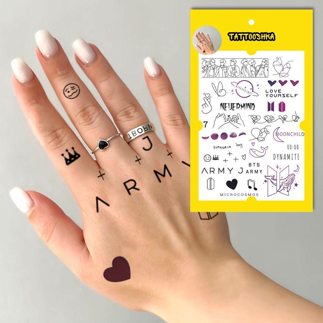 30 BTS Tattoo | K-pop Tattoo | BTS Theme | Temporary Tattoo | BTS Fan ...