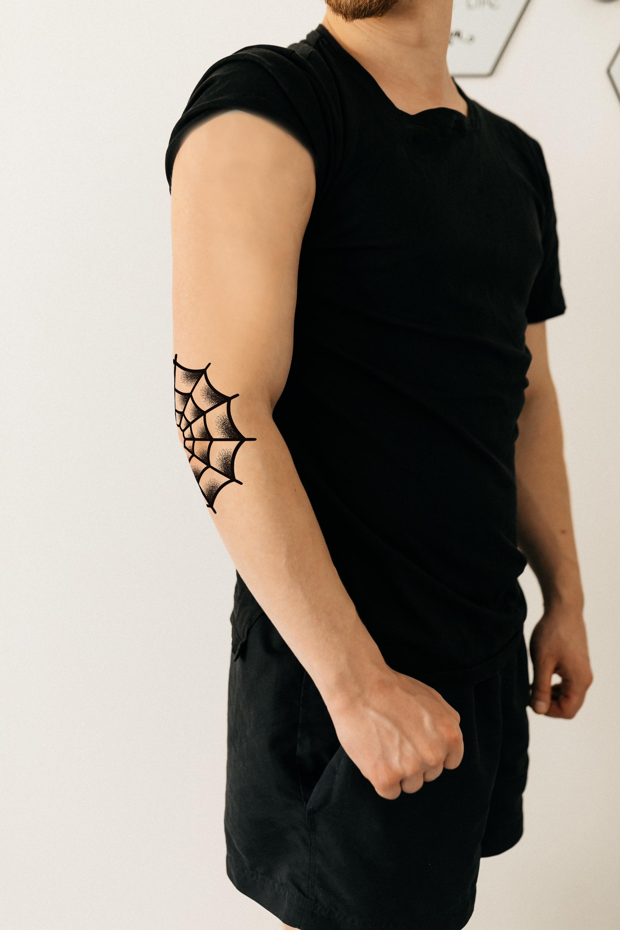 Spider's Web Temporary Tattoo Elbow Web Tattoo Prison Tattoo Web Tattoo Large Web Tattoo ...