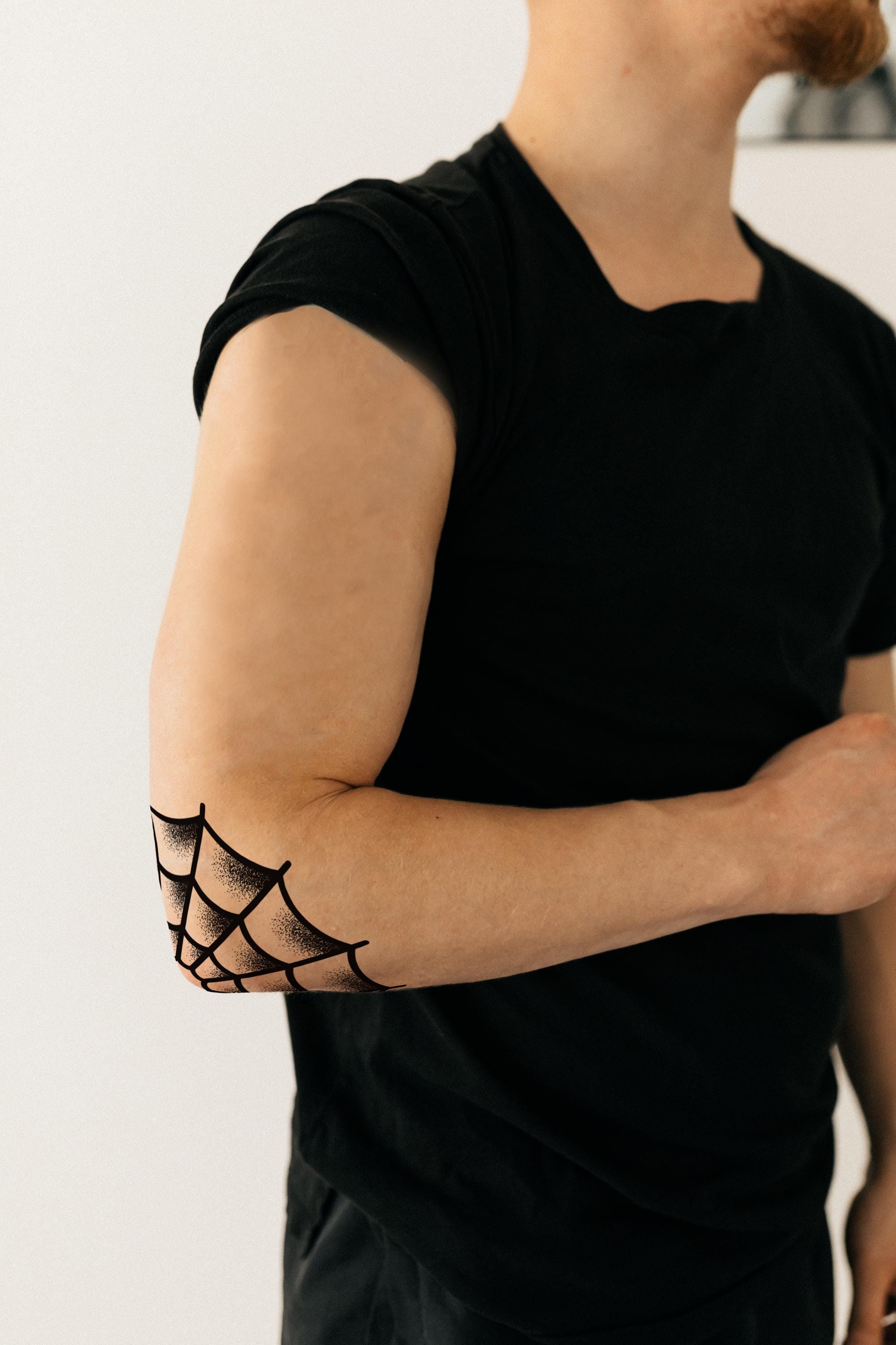 Spider's Web Temporary Tattoo Elbow Web Tattoo Prison Tattoo Web Tattoo Large Web Tattoo ...