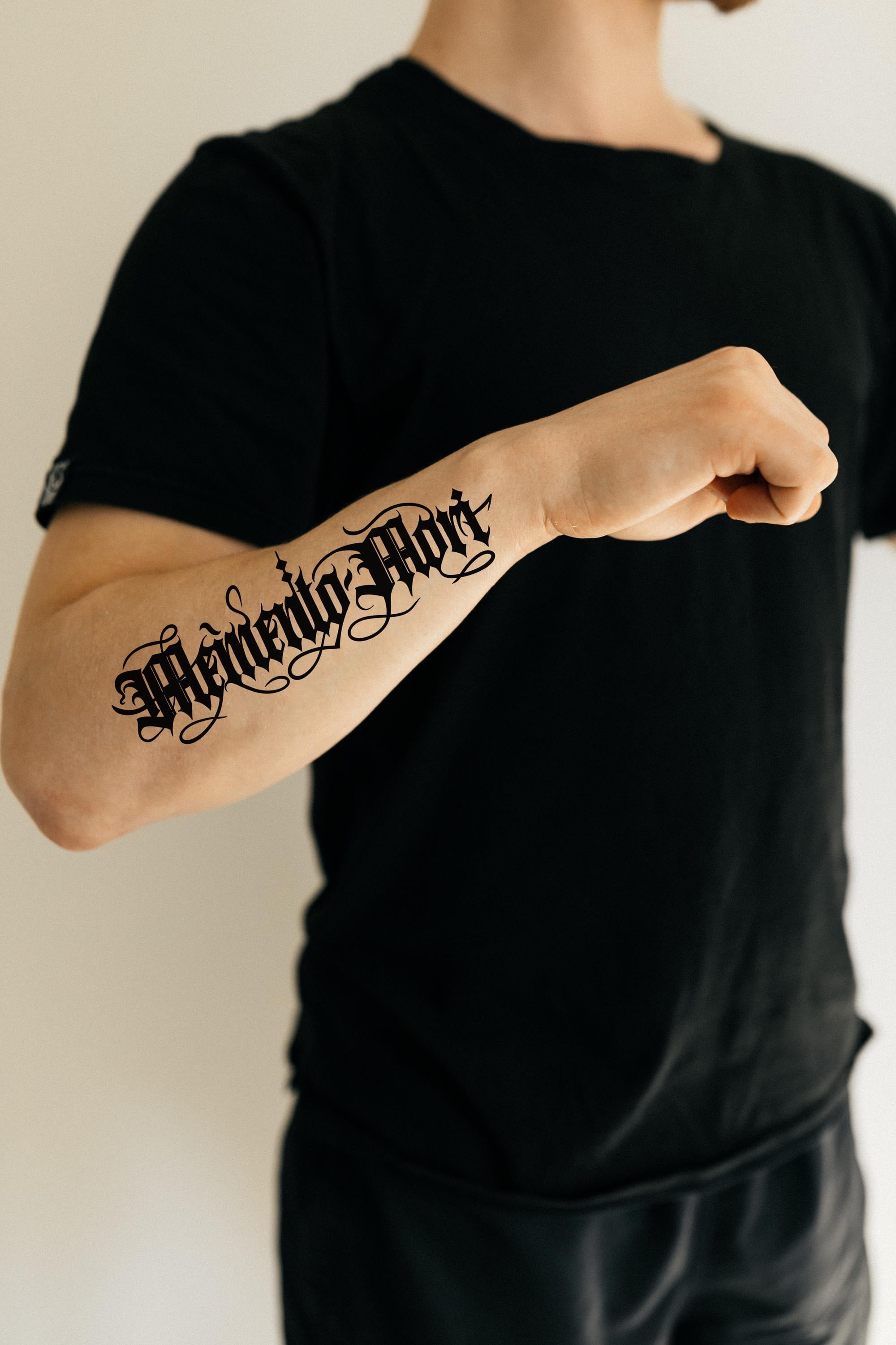 Memento Mori Tattoo | Gothic Lettering Temporary Tattoo | Calligraphy ...