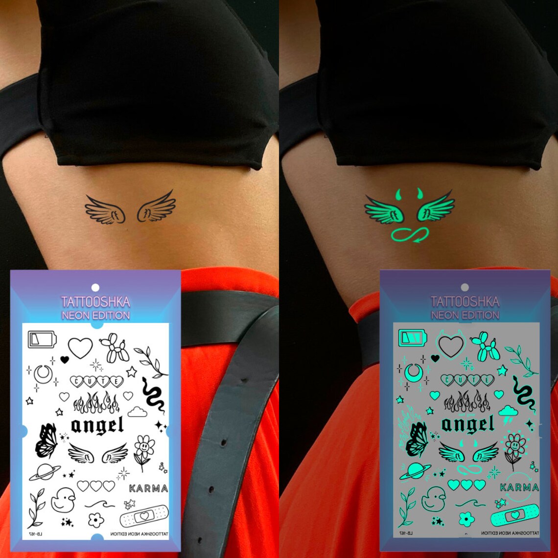 30 Neon Tattoo | Temporary Tattoo | UV Tattoo | Neon Makeup ...