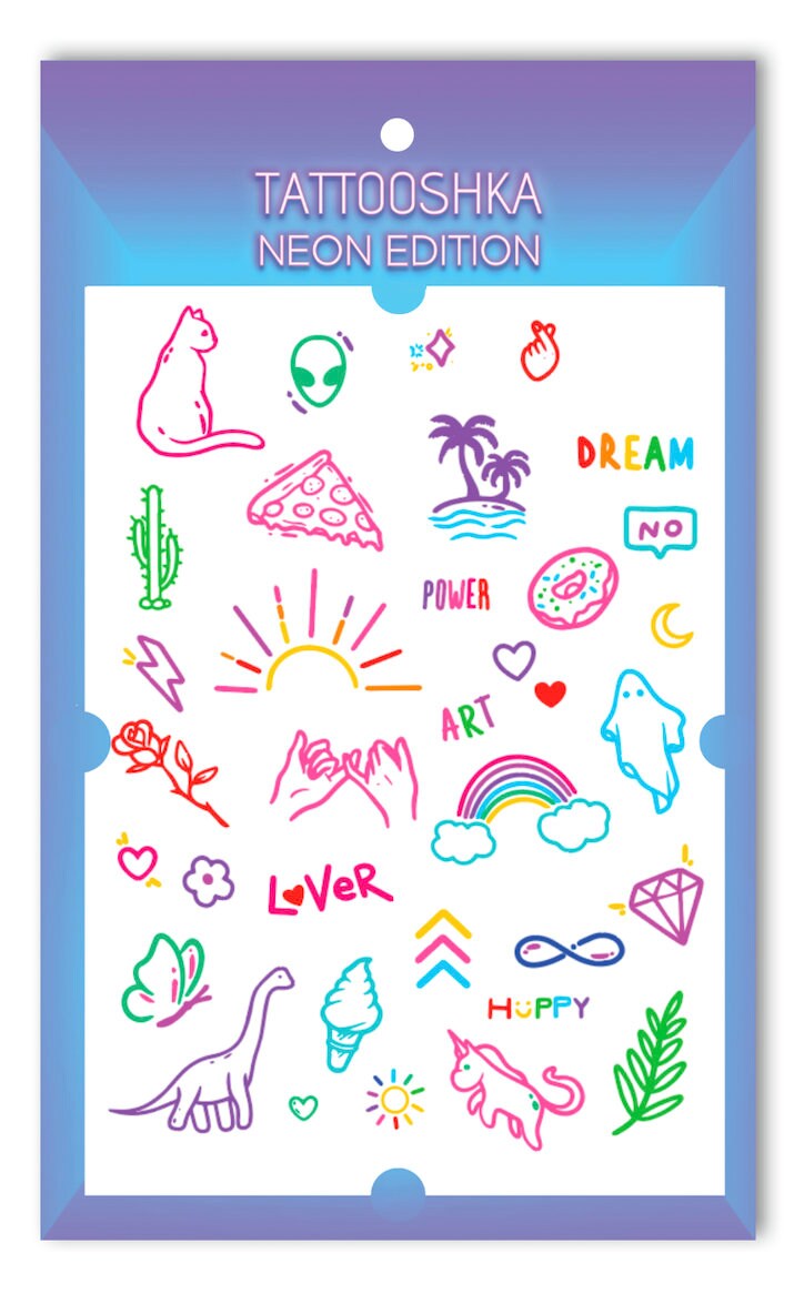 30 Neon Tattoo Temporary Tattoo UV Tattoo Neon Makeup - Etsy