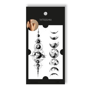 2 Temporary Tattoo Moon and Planets | Space Temporary Tattoo | Women ...