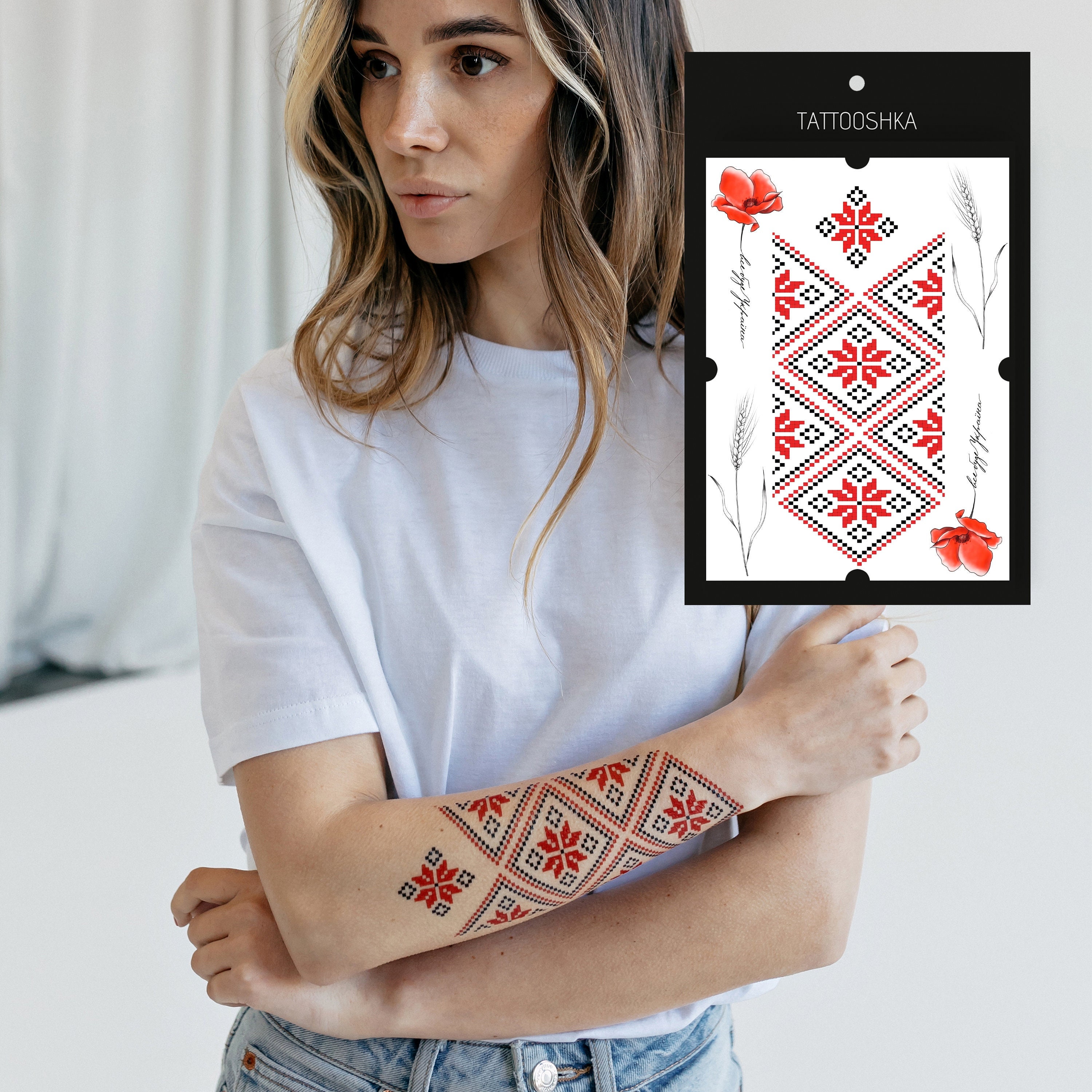 Temporary Tattoo Red Poppies | Temporary Tattoos for Women | Ukrainian ...