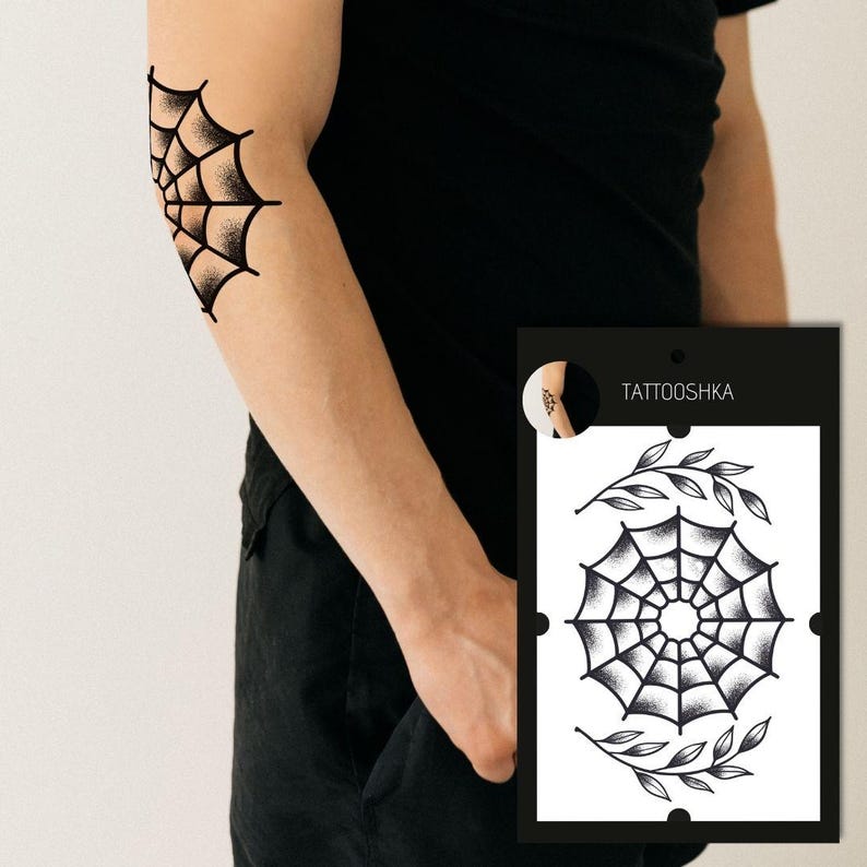 Spider's Web Temporary Tattoo Elbow Web Tattoo Prison Tattoo Web Tattoo Large Web Tattoo ...