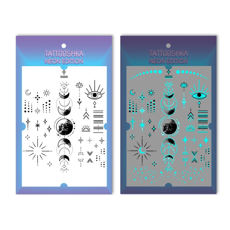 35 Neon Tattoo | Temporary Tattoo | UV Tattoo | Neon Makeup | Temporary Tattoo Women | Solar ...