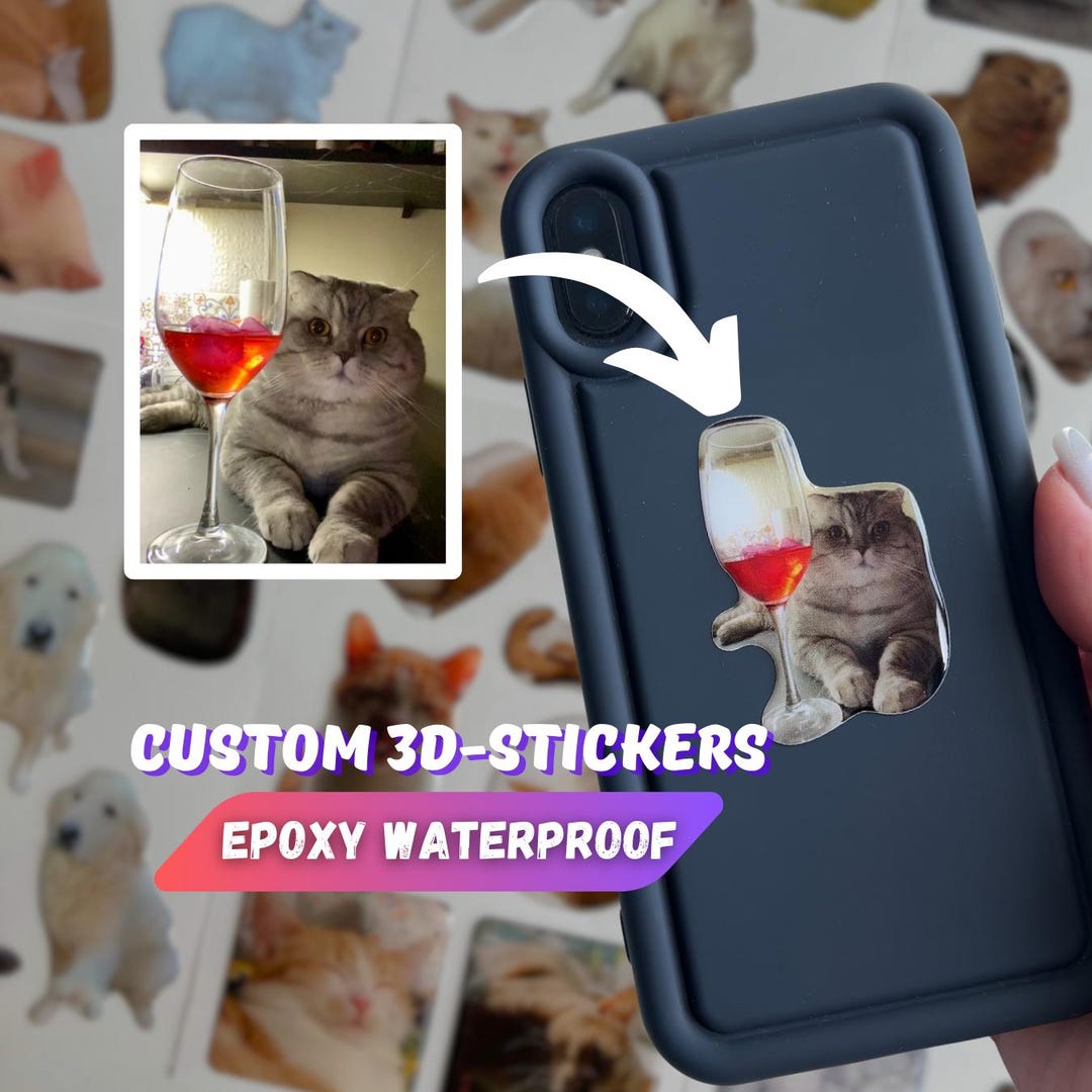 24 Custom Cat 3D Stickers | Сustom Epoxy Sticker 3D Gel | Custom Pet ...