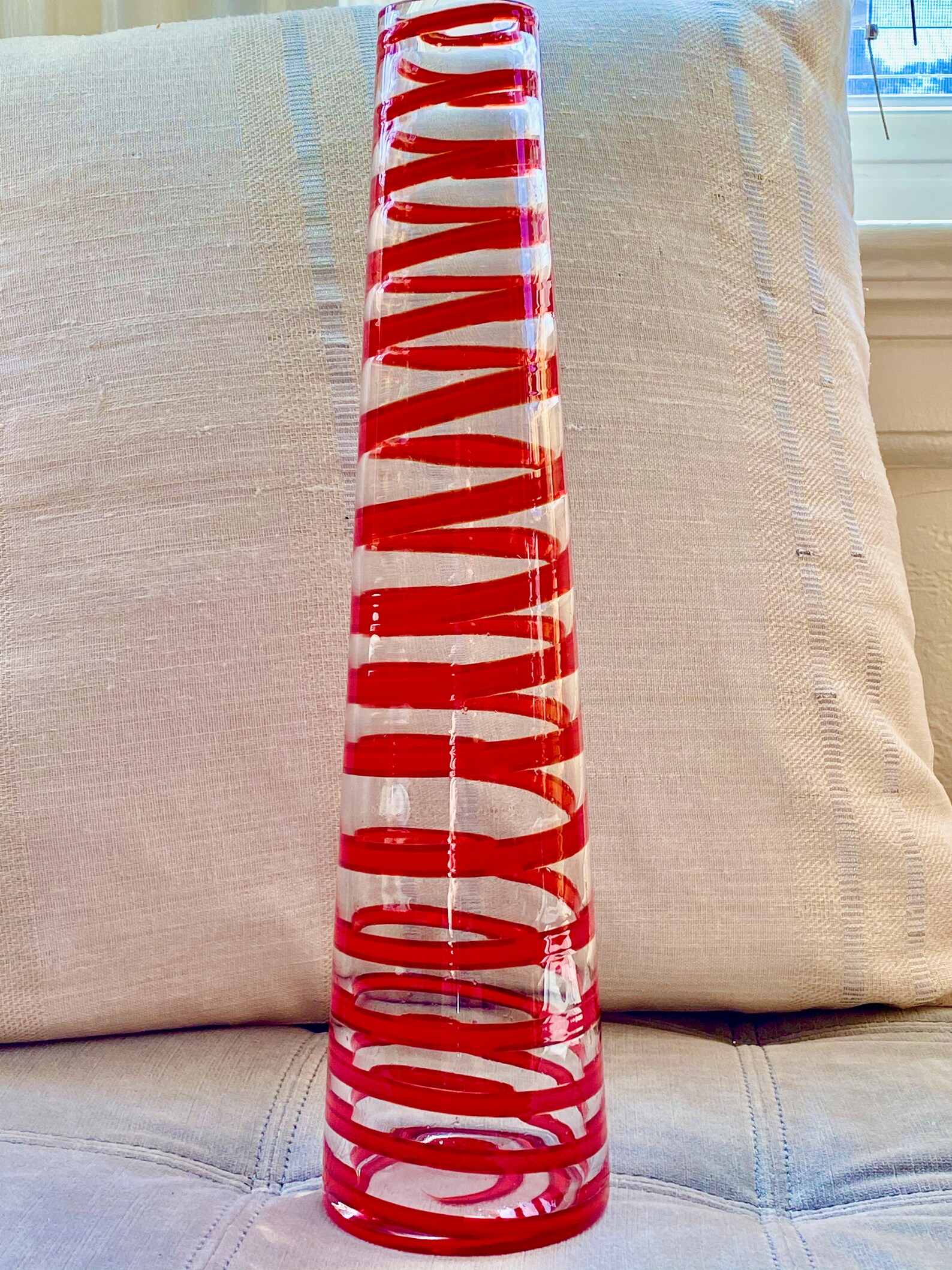 Vintage Mikasa Art Glass Red Swirl Vase - Etsy