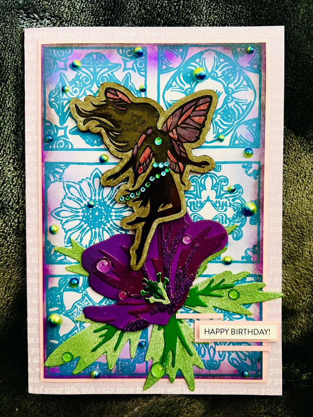 Fairy Atop a Geranium Birthday Greeting Card With Laser-engraved ...