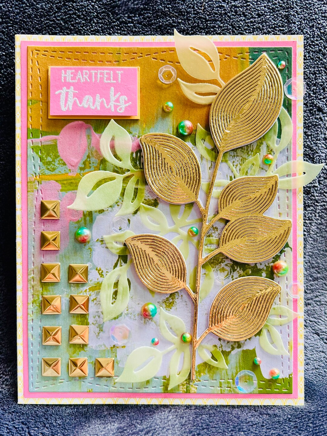 Heartfelt Thanks Golden Leaf Branch Card - Etsy