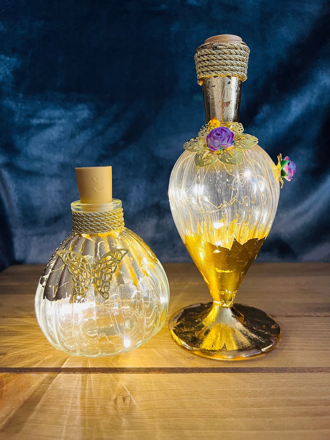 Gold Leaf Decorative Bottles set of 4 - Etsy
