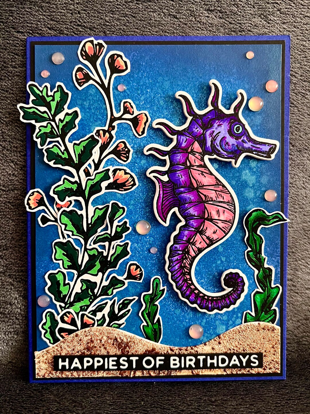Purple Seahorse Under the Sea Birthday Card Whimsical and Vibrant ...