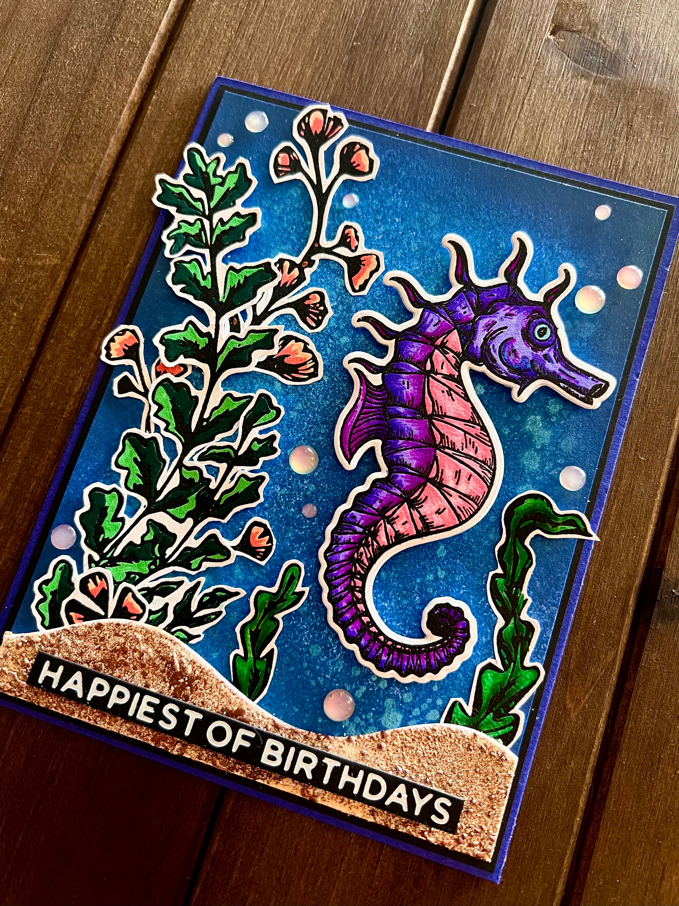 Purple Seahorse Under the Sea Birthday Card Whimsical and Vibrant ...