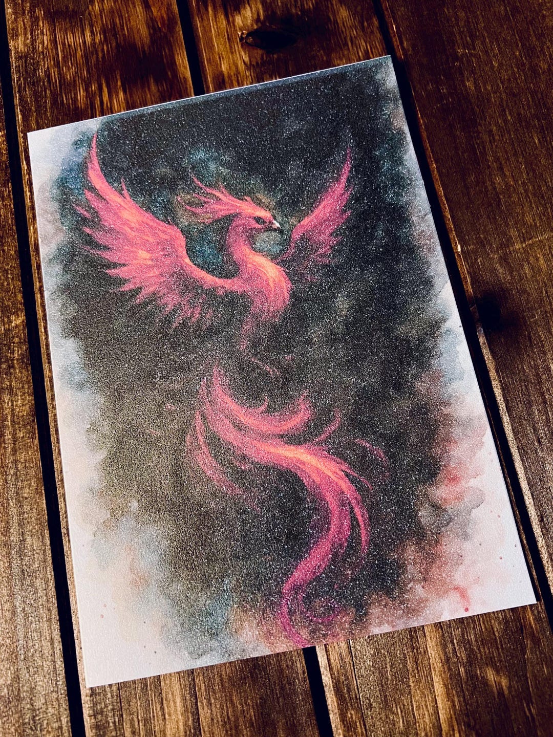Phoenix in the Shadows Blank Card - Etsy