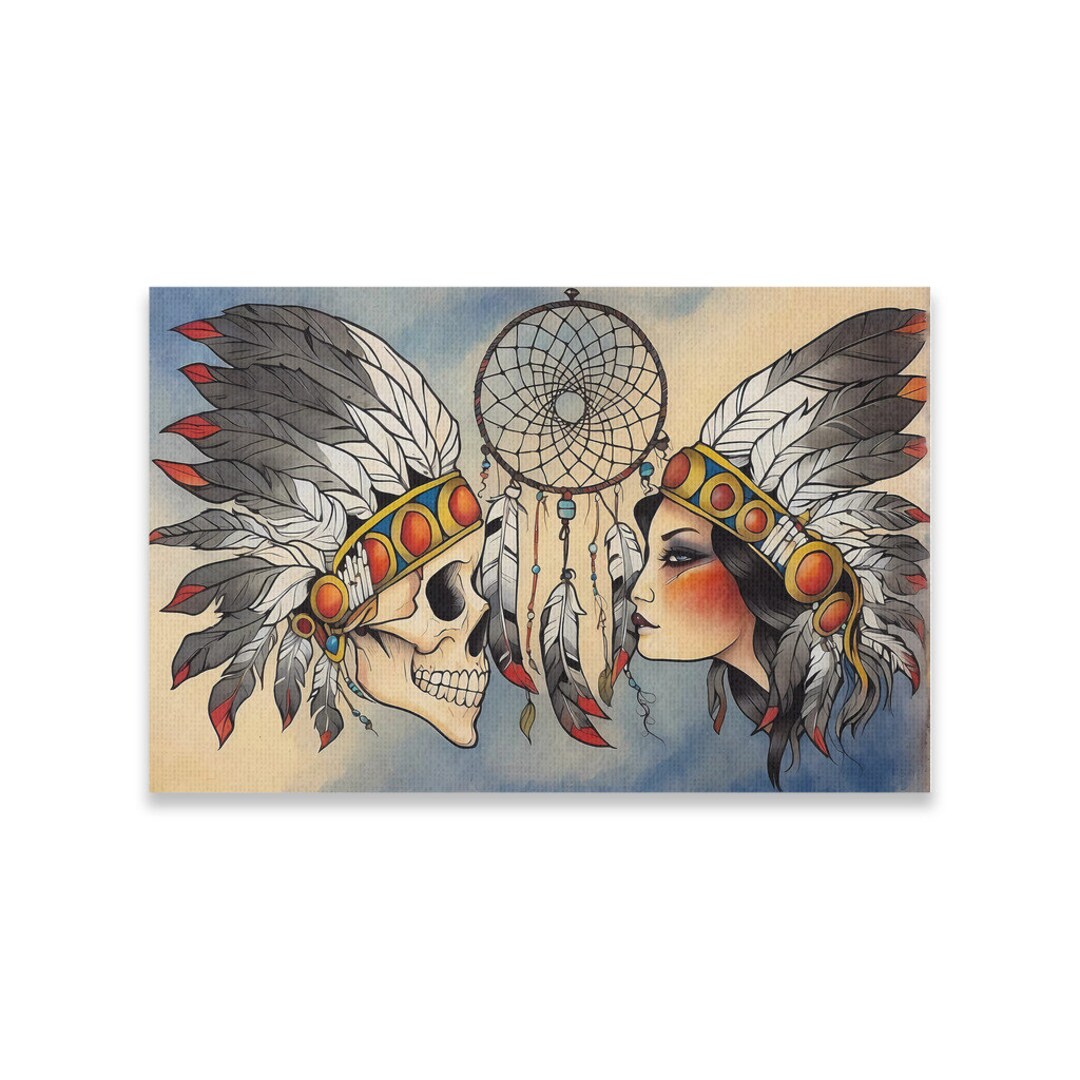 Native American Themed Female and Skull Gdgraphics Canvas Print ...
