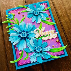 Blue Coreopsis Flower Bundle Happy Birthday Card - Etsy