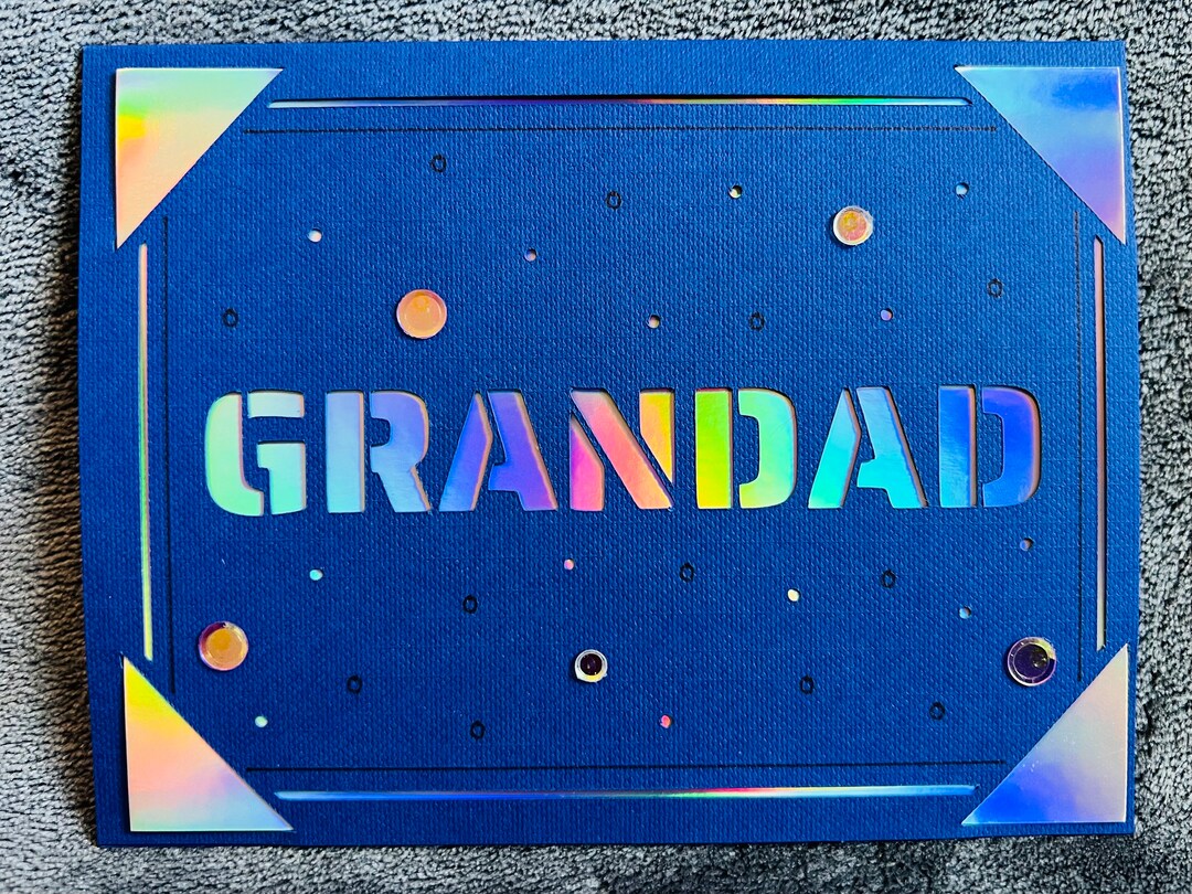 Blue Grandad Cutout Blank Card With Iridescent Lettering, Perfect for ...