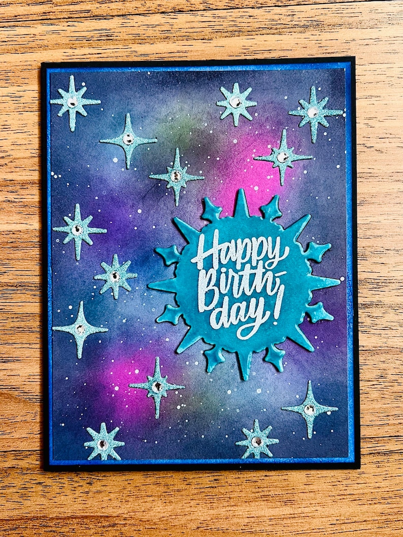 Colorful Starry Night Birthday Card, Vibrant Celestial Design, Perfect ...