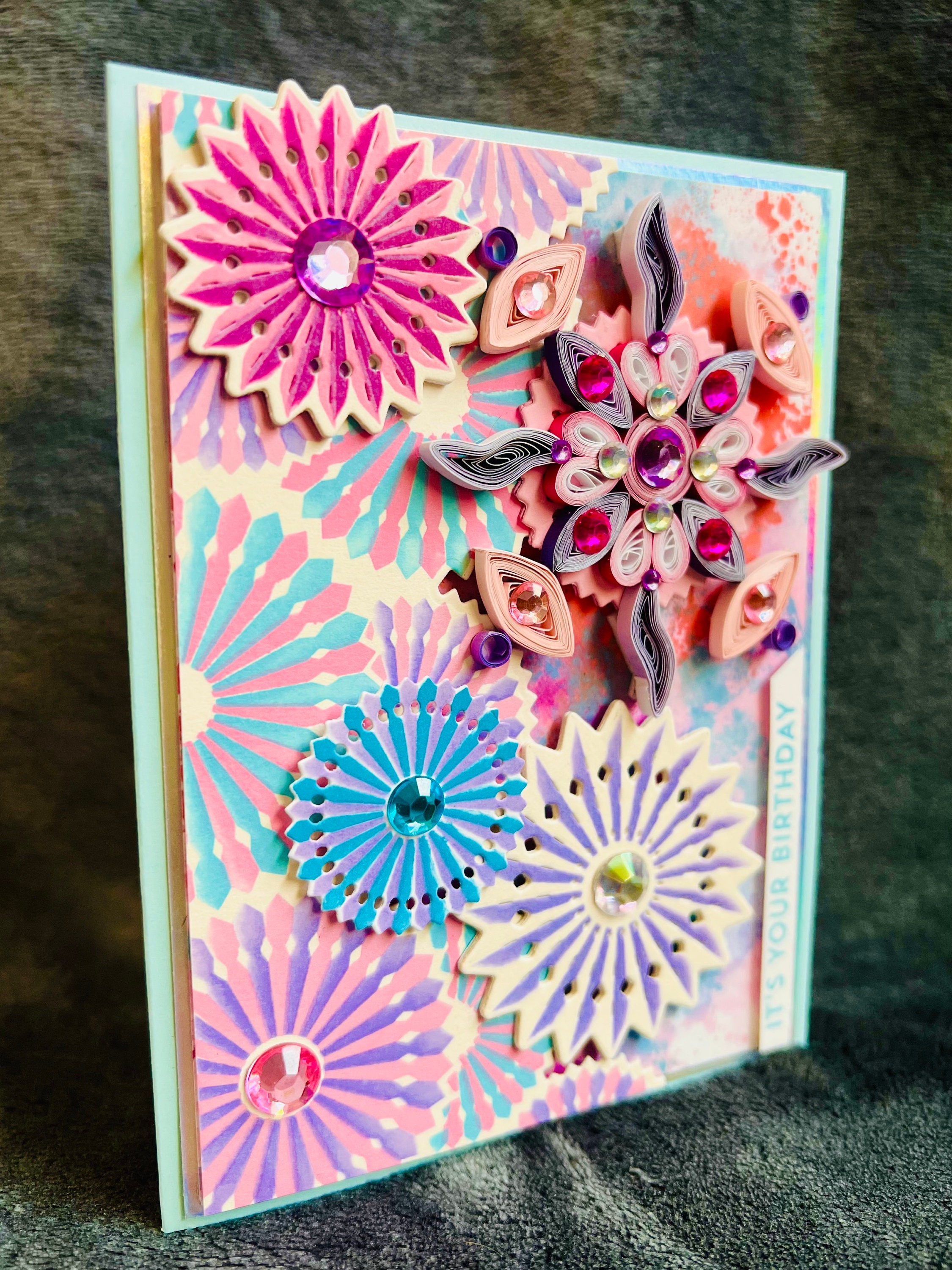 Quilled Pastel Pinwheels Birthday Card - Etsy