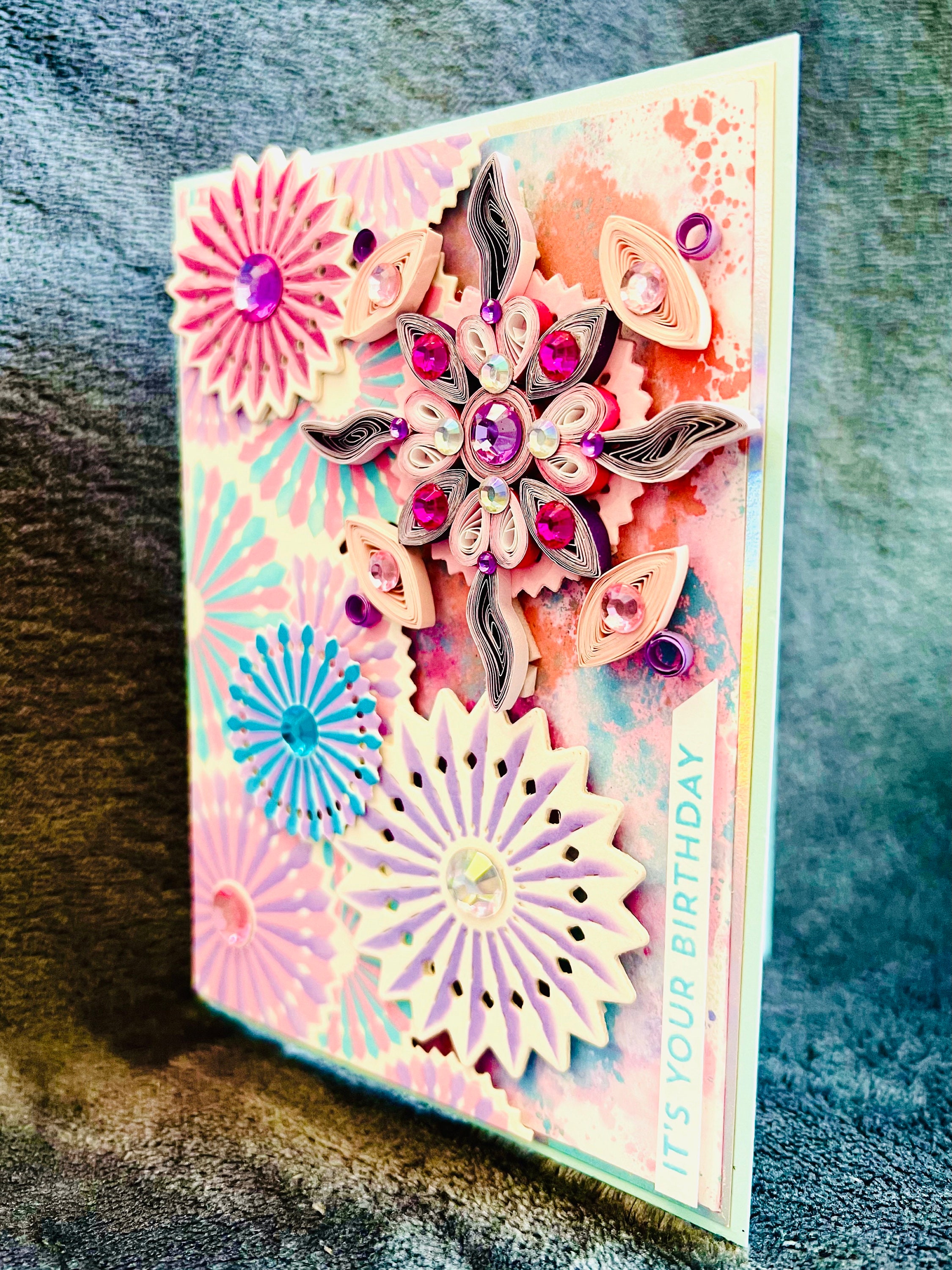 Quilled Pastel Pinwheels Birthday Card - Etsy