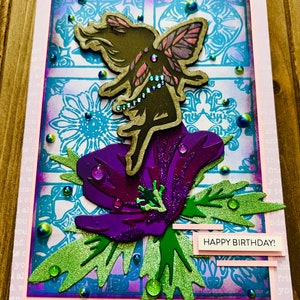 Fairy Atop a Geranium Birthday Greeting Card With Laser-engraved ...