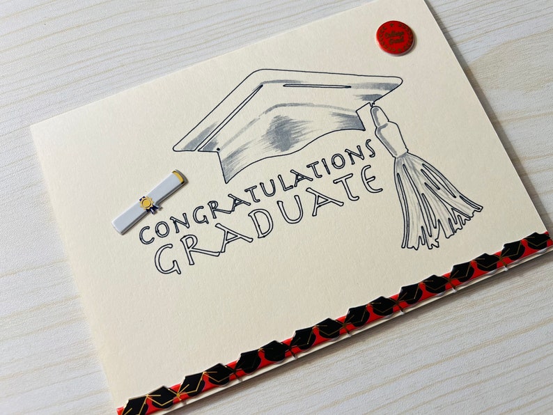 Graduate Cap and Diploma Accents Congratulations Card - A Commemorative ...