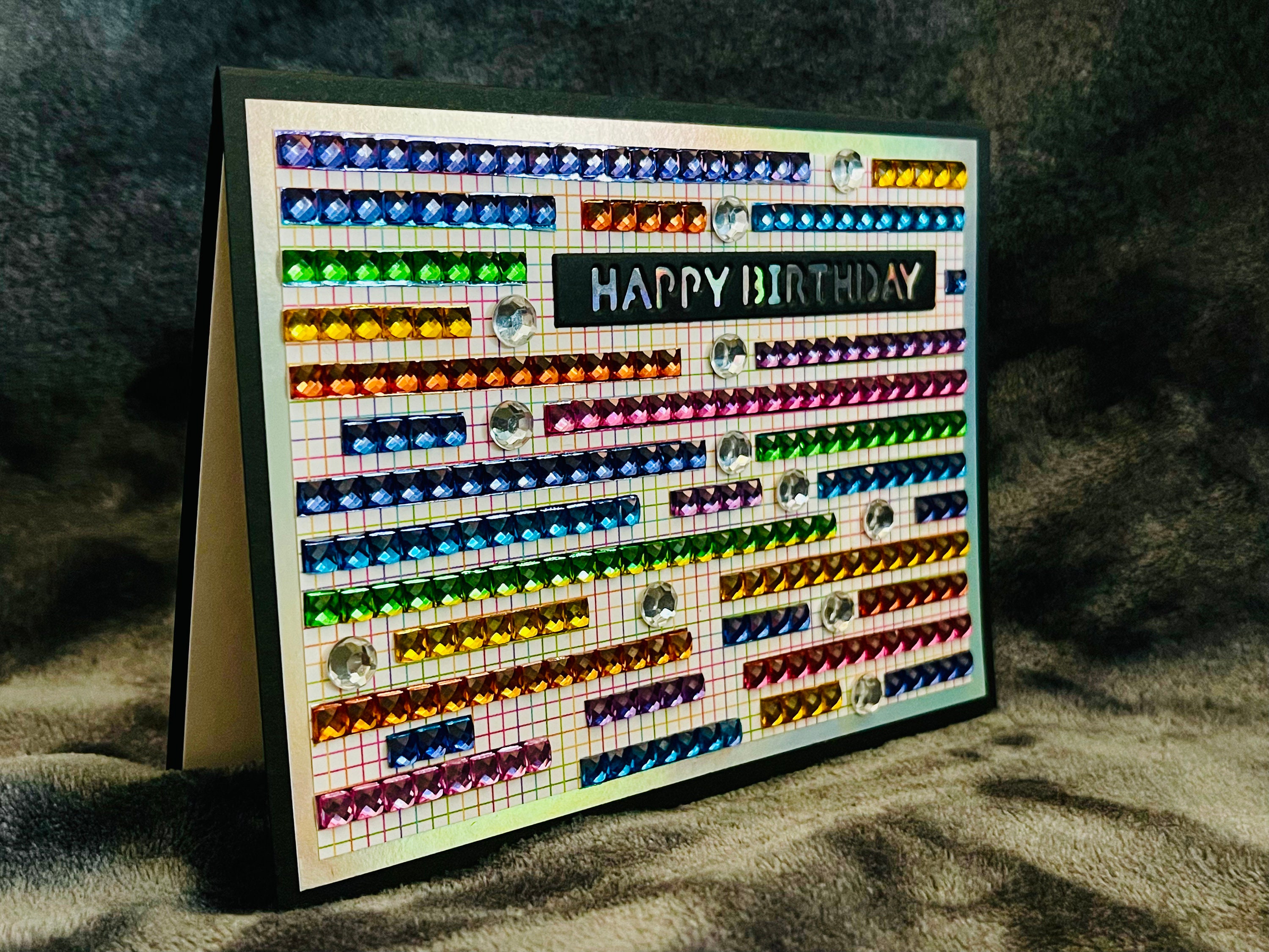 Birthday Greeting Card With Bedazzled Gemstone Stripes A Sparkling ...