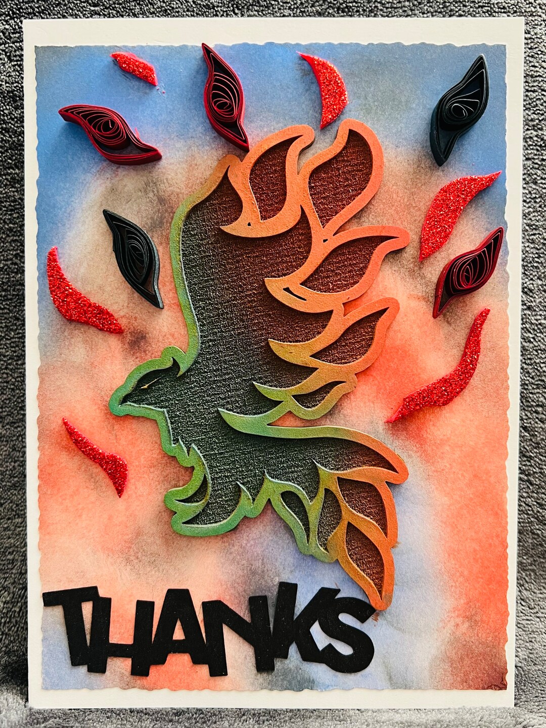 Phoenix With Quilled Flames Thank You Card - Etsy