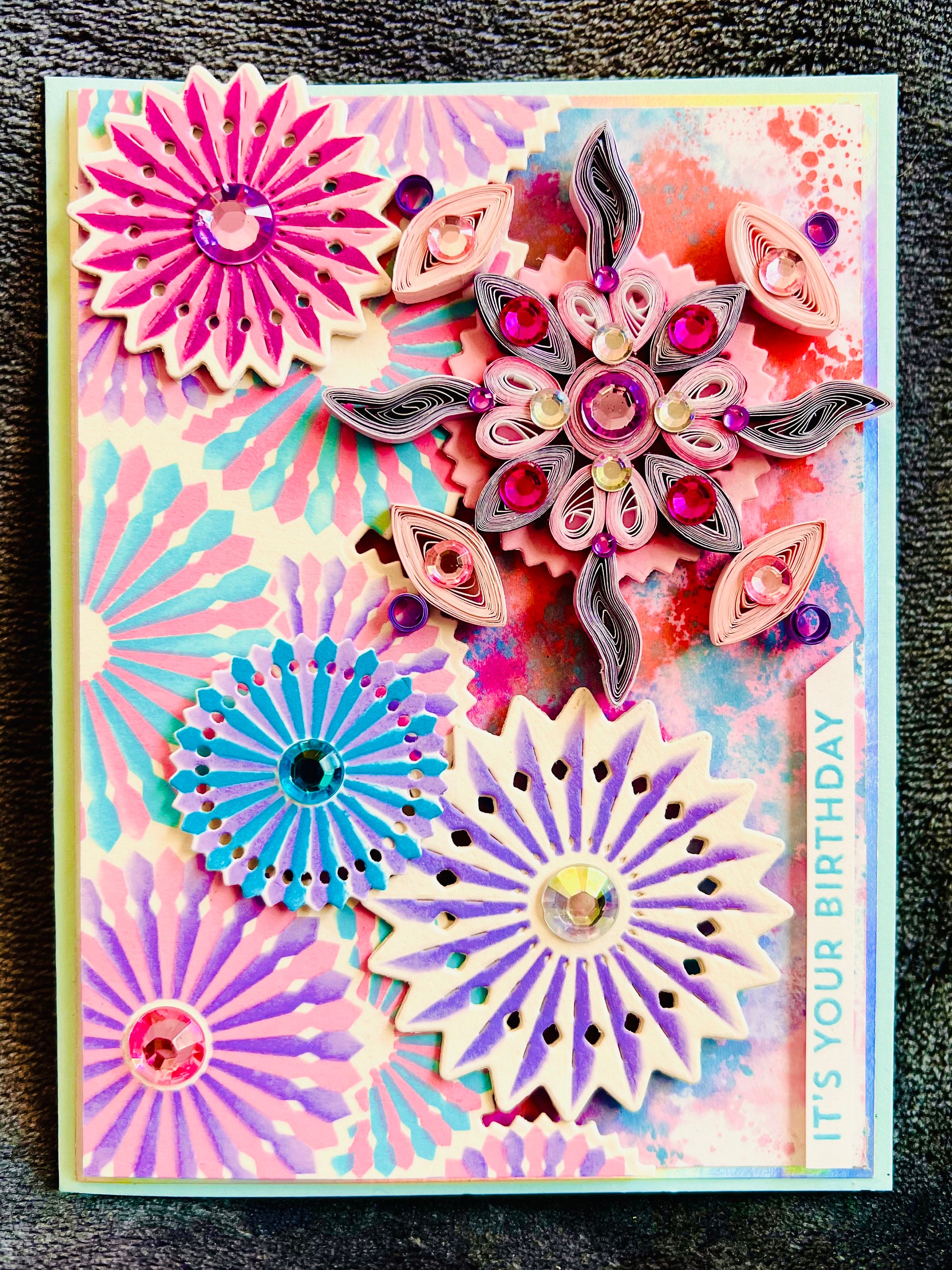 Quilled Pastel Pinwheels Birthday Card - Etsy