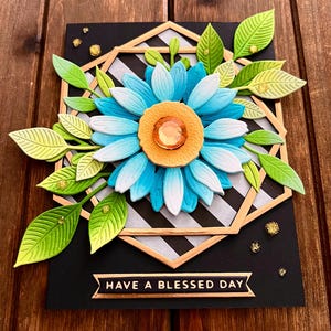 Blue Daisy Have a Blessed Day Card - Etsy