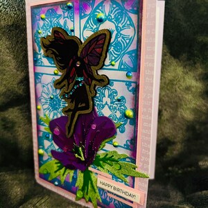 Fairy Atop a Geranium Birthday Greeting Card With Laser-engraved ...