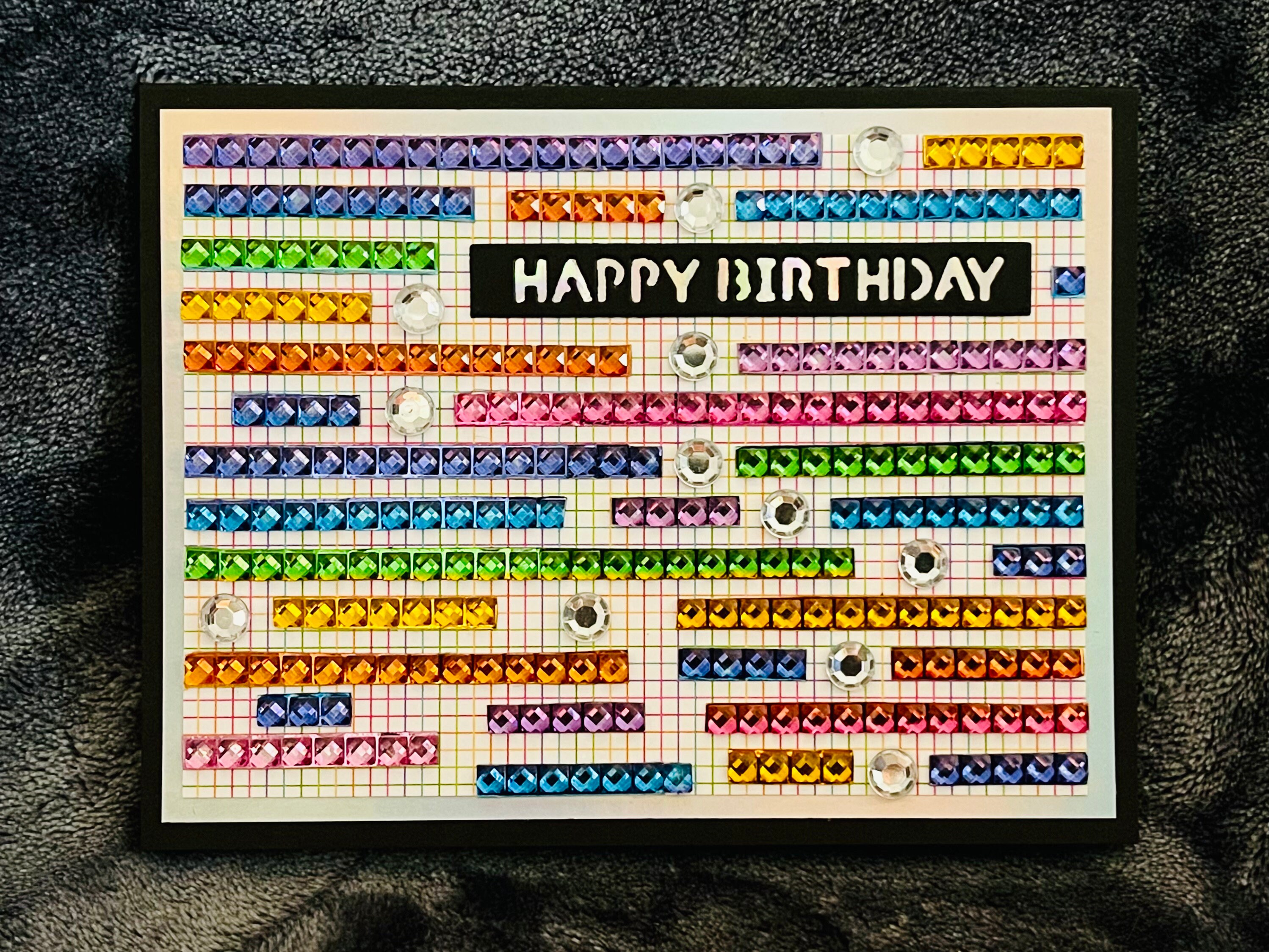 Birthday Greeting Card With Bedazzled Gemstone Stripes A Sparkling ...