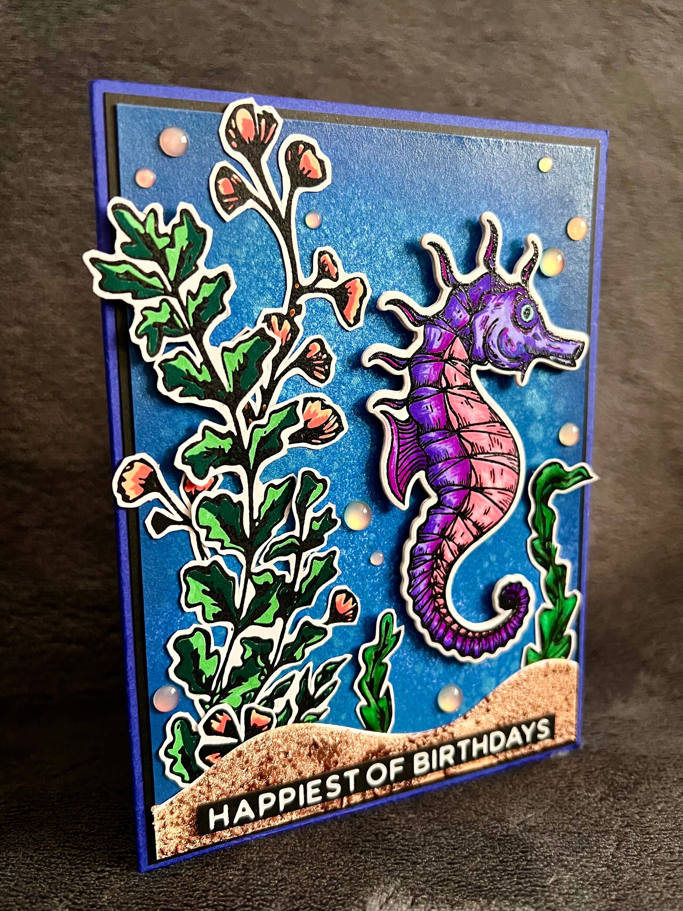 Purple Seahorse Under the Sea Birthday Card Whimsical and Vibrant ...