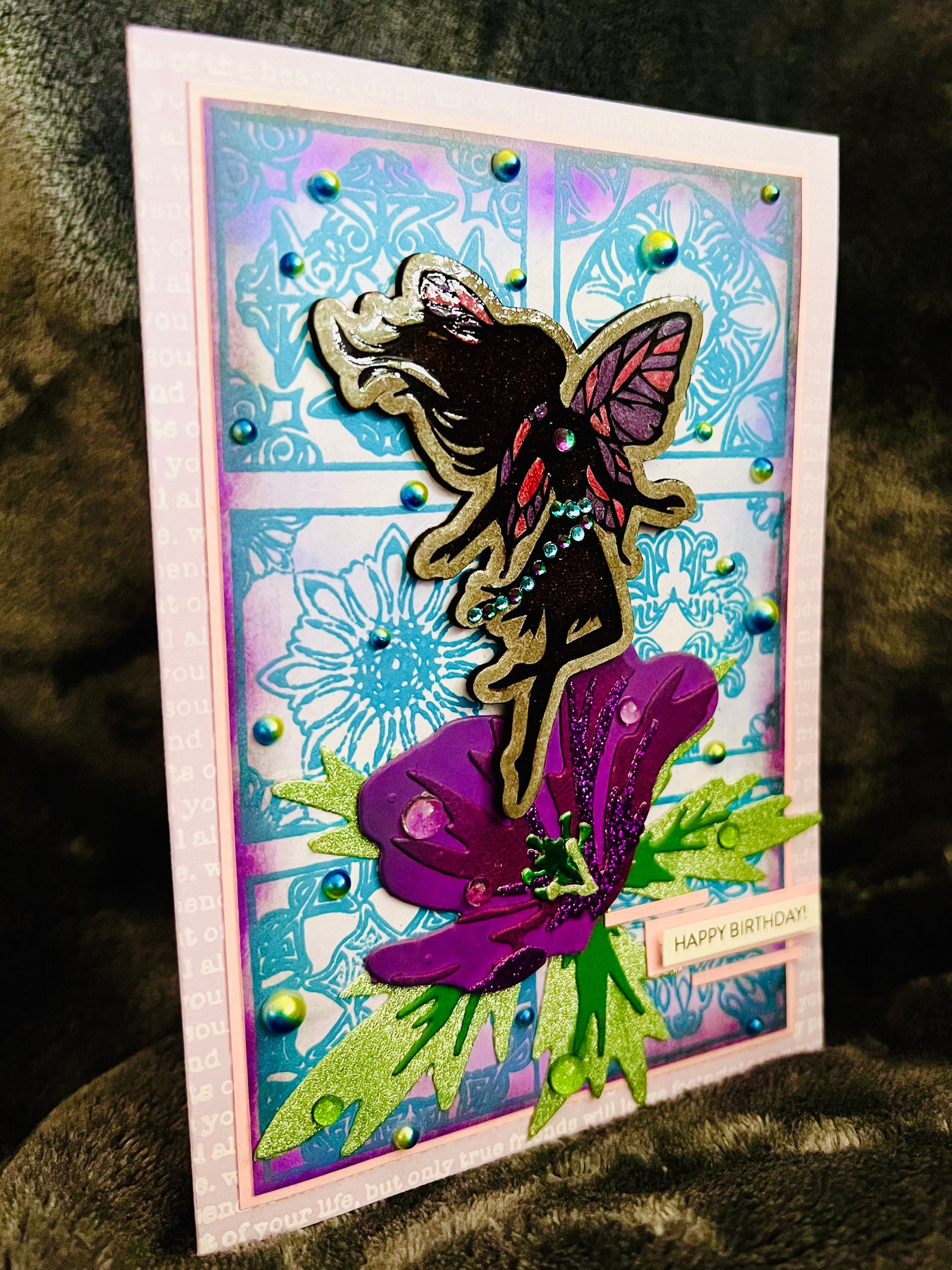 Fairy Atop a Geranium Birthday Greeting Card With Laser-engraved ...