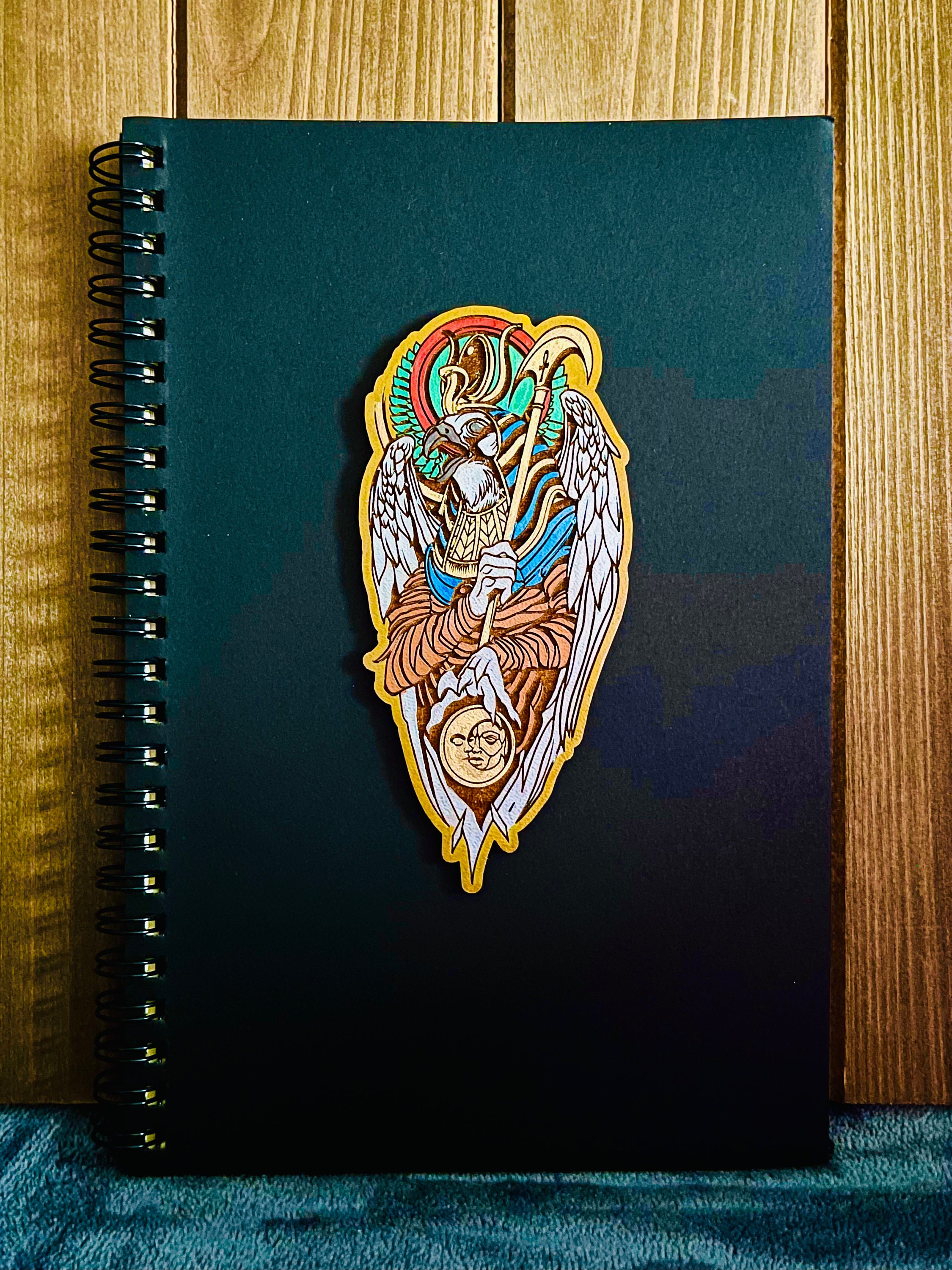 Notebook With Laser-engraved Horus and Hand-colored Chipboard A Unique ...