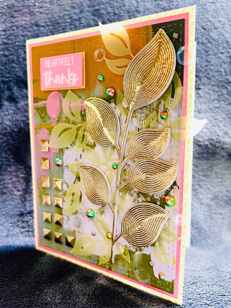 Heartfelt Thanks Golden Leaf Branch Card - Etsy