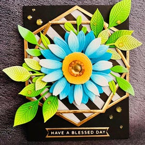 Blue Daisy Have a Blessed Day Card - Etsy