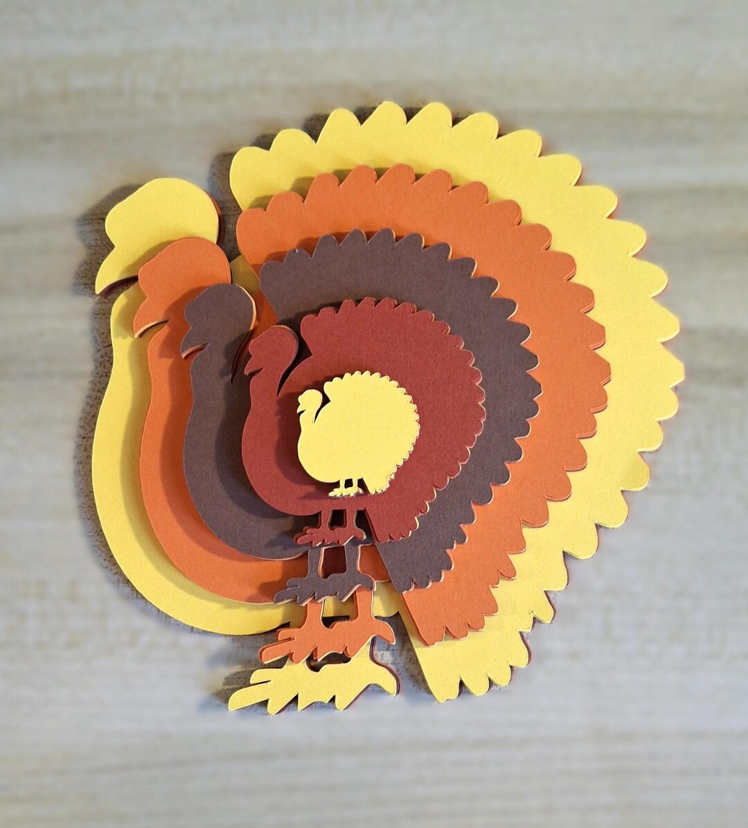 Die Cut Paper Turkeys – Fall Colors Brick Red, Yellow, Orange, Brown ...