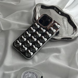 3D Silver Chrome Love Heart Pattern Case - Etsy
