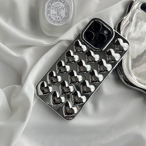 3D Silver Chrome Love Heart Pattern Case - Etsy