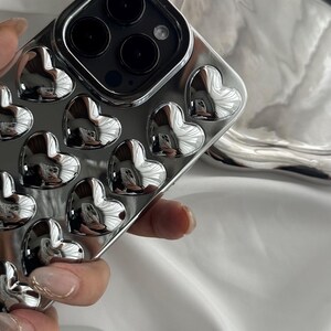 3D Silver Chrome Love Heart Pattern Case - Etsy