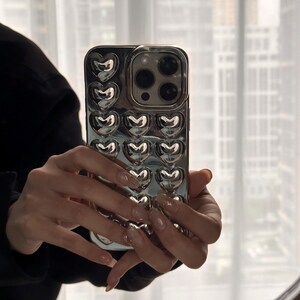 3D Silver Chrome Love Heart Pattern Case - Etsy