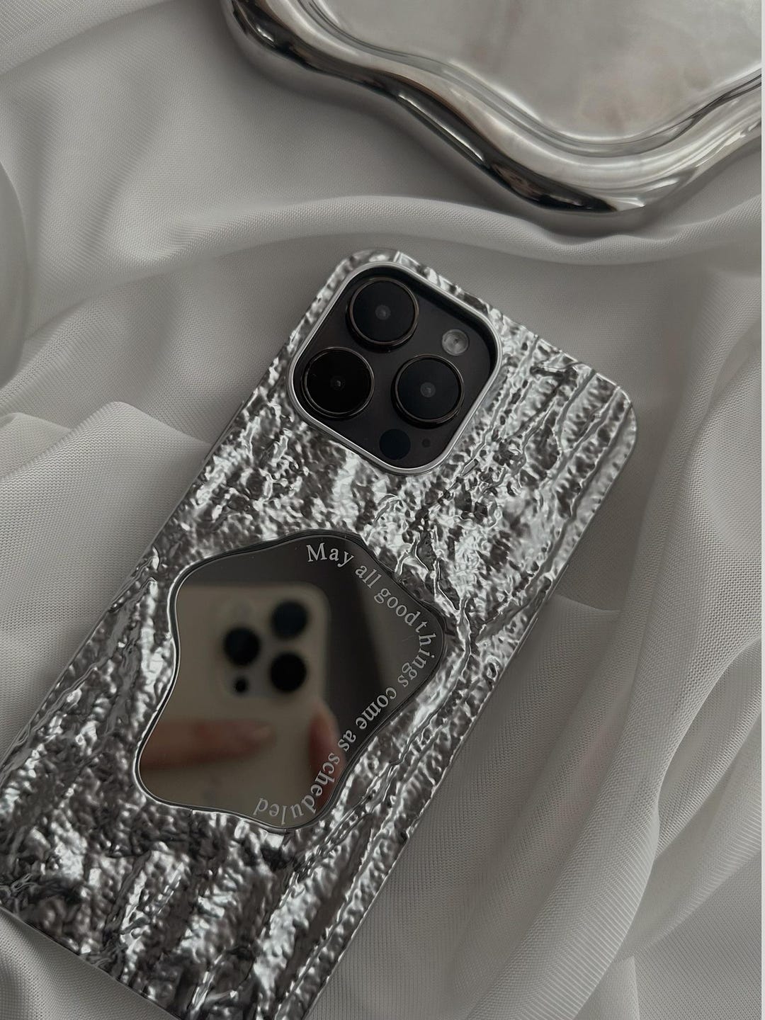 Silver Textured Hybrid Lightweight Mirror Quote Phone Case - Etsy