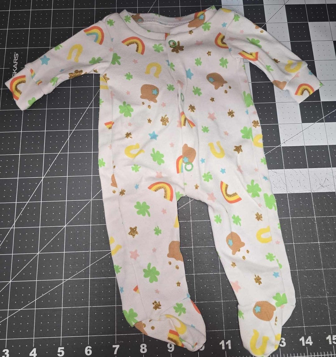 17-18" Preemie 4 Leaf Clover St Patty Day Footed Pj Sleeper "no Hat or ...