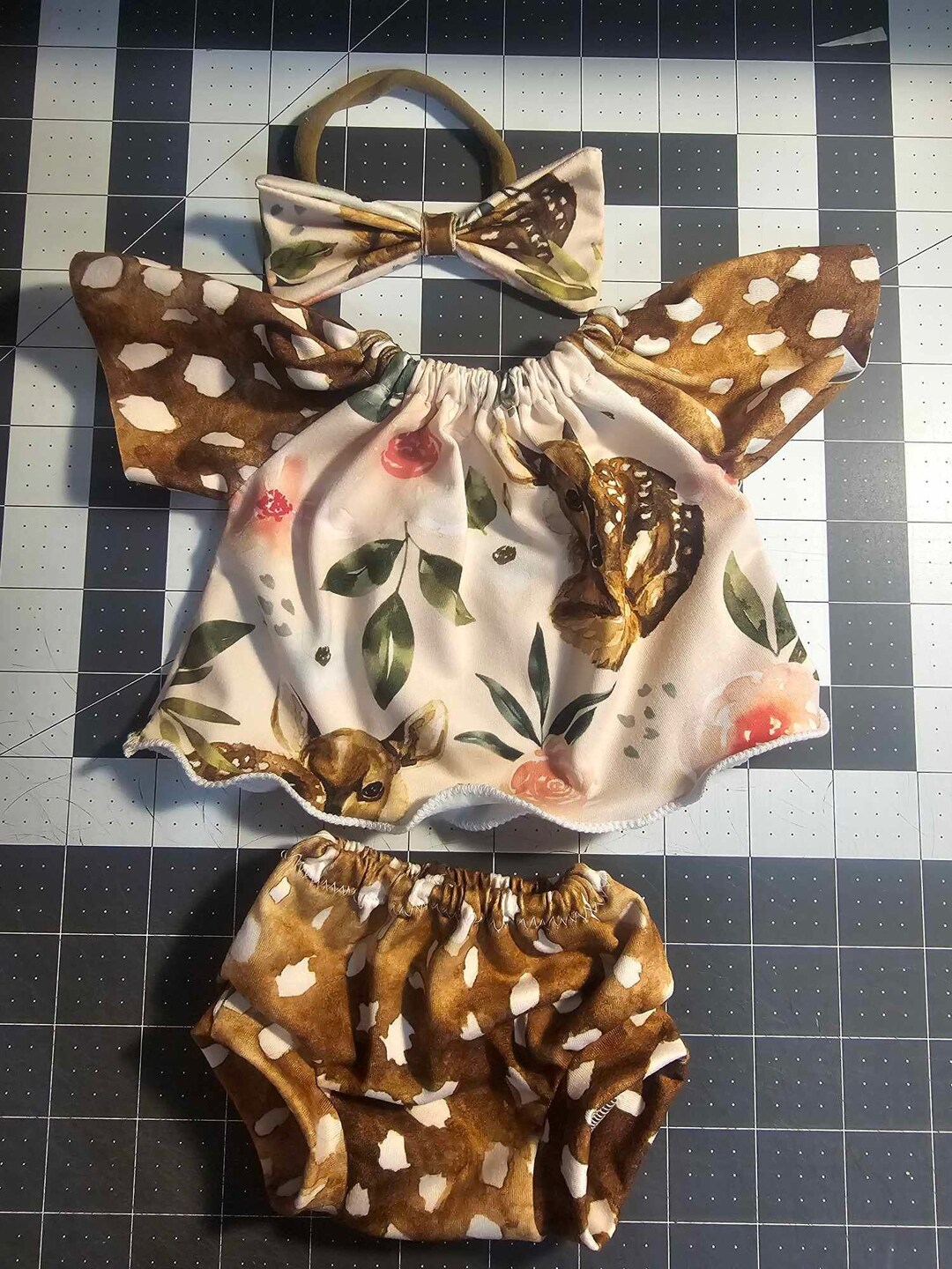 14-15 micro Preemie Pastel Pink Deer Flare Sleeve Outfit W/ Bow for ...